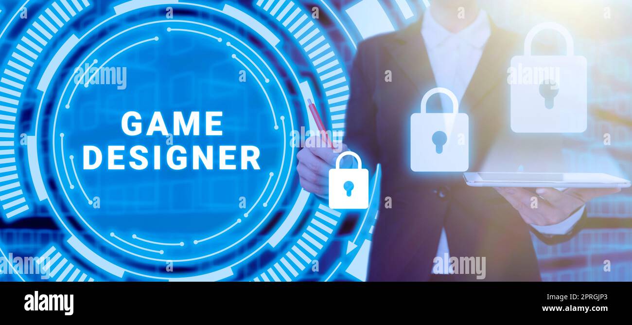 Sign displaying Game Designer, Concept meaning Campaigner Pixel ...