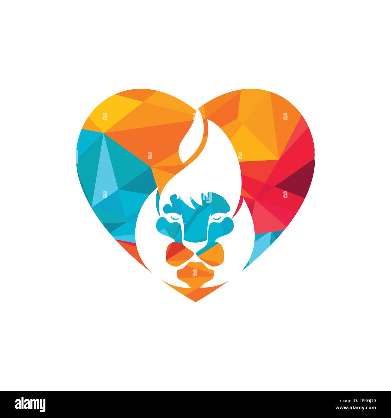 Lion fire vector logo design template. Creative lion flames with heart shape logo design concept ...