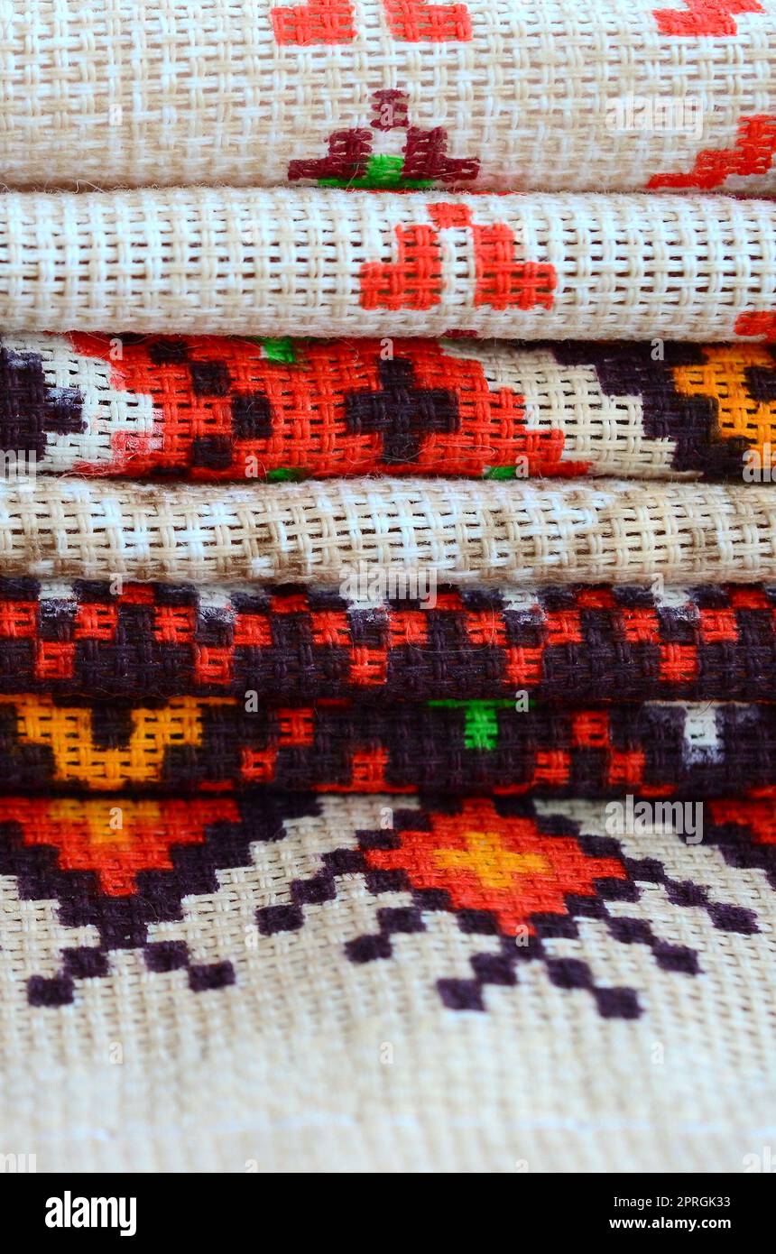 Stack of traditional Ukrainian folk art knitted embroidery patterns on ...