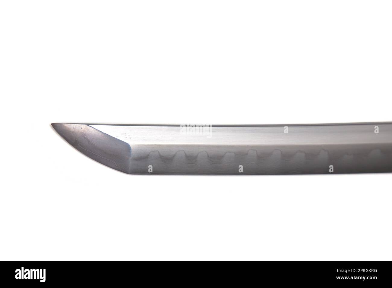 Japanese sword blade (made in China) on white background. Soft focus ...