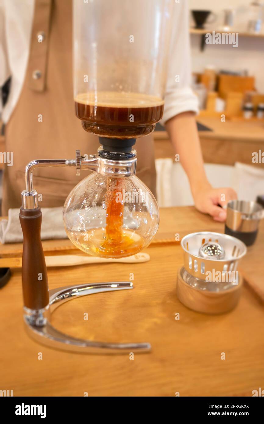 Syphon coffee maker in craft cafe, stock photo Stock Photo - Alamy