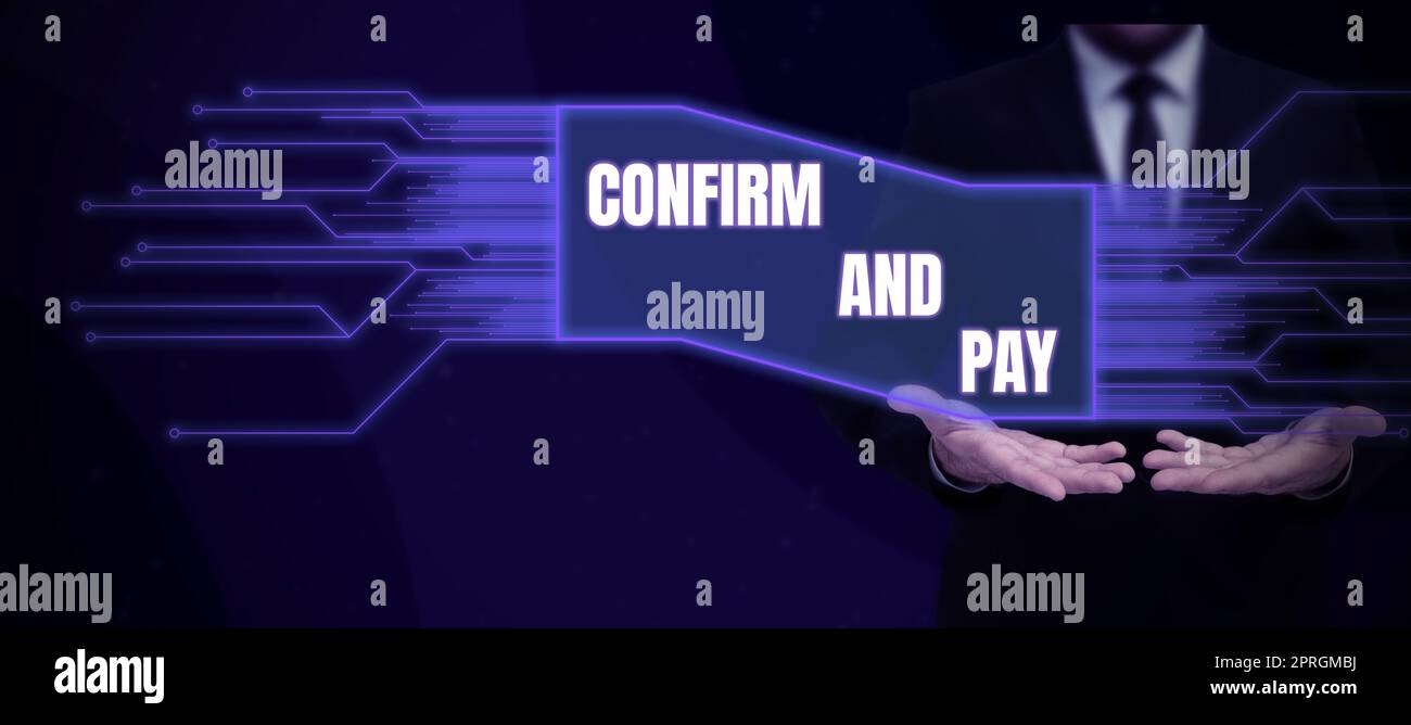 Text caption presenting Confirm And Pay. Business showcase Check out ...