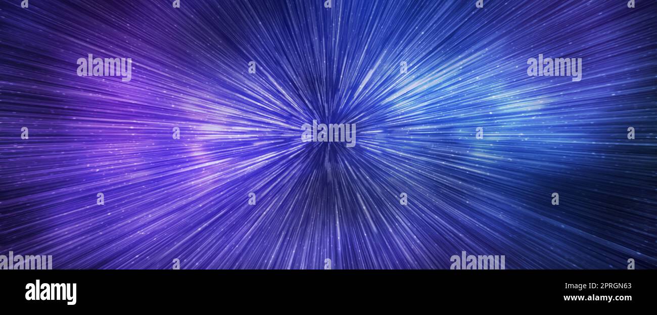 Hyperspace speed effect in night starry sky. Bright blue galaxy ...