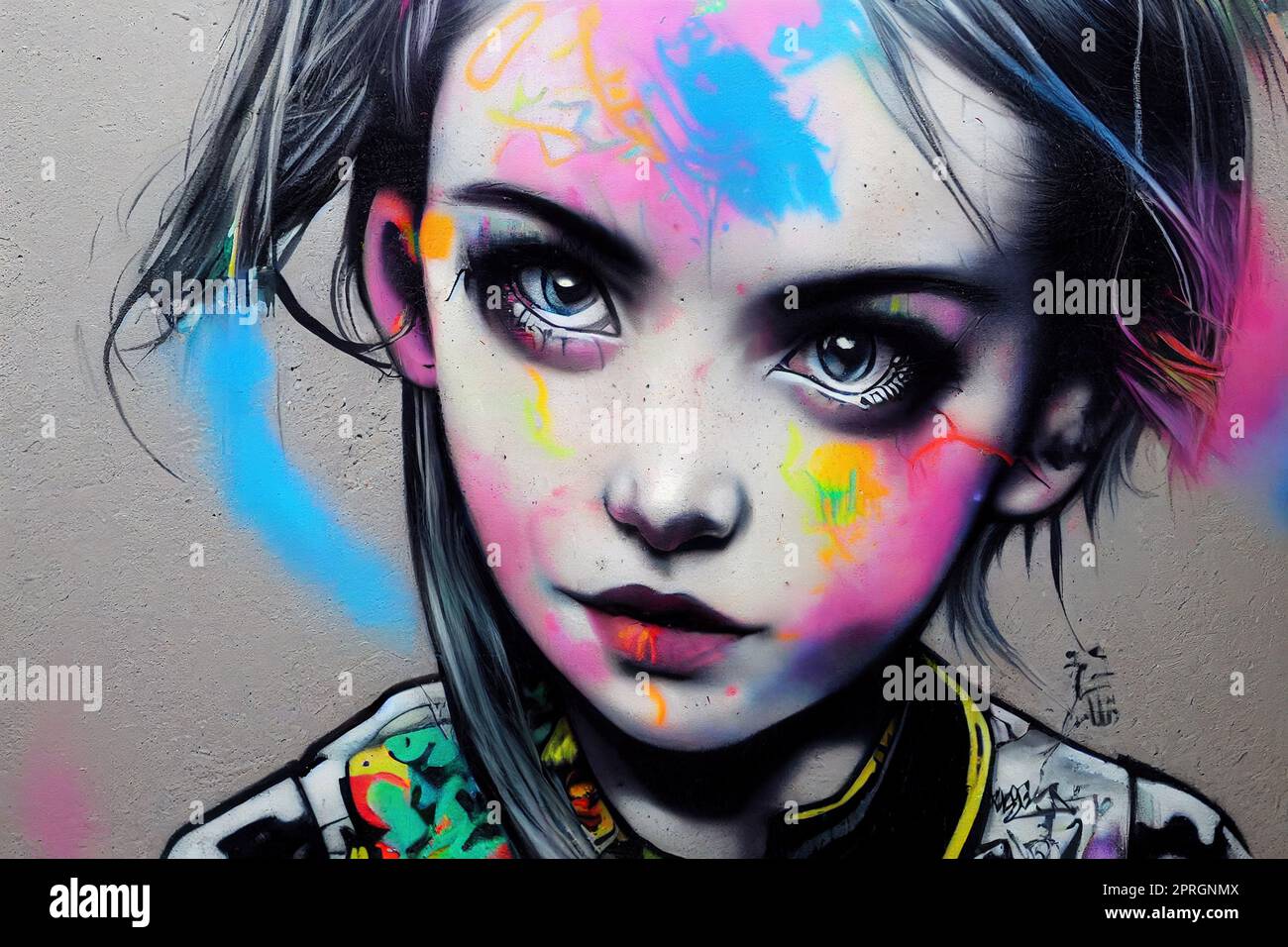 Graffiti Girl Cartoon Faces Original "pop Kawaii" Art Graffiti Art