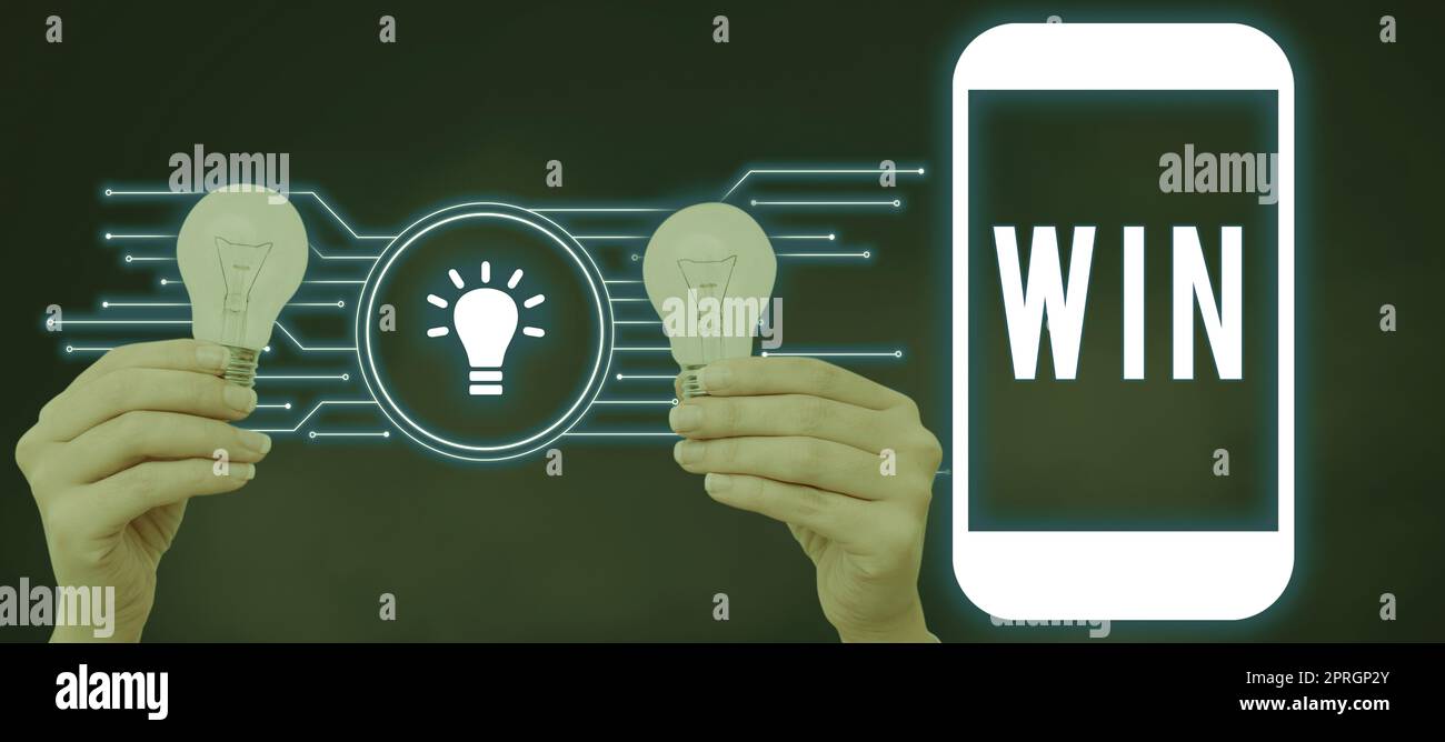 Text sign showing Win, Business concept achieving victory in a fight ...