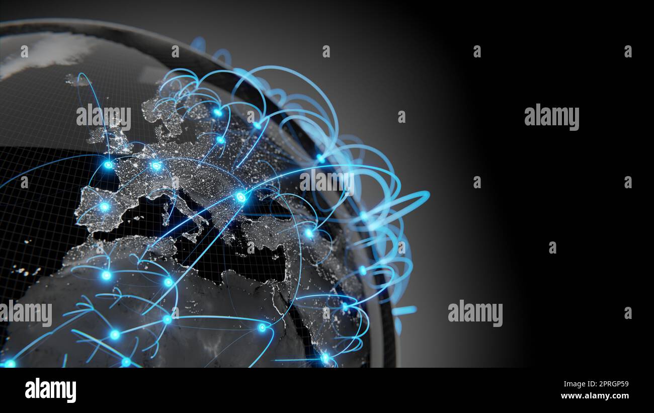 Global connection concept. Planet earth network sphere. 3d rendering ...