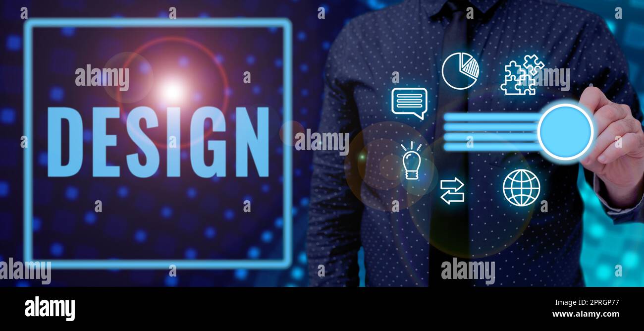 Sign displaying Design, Business concept drawing produced to show the ...