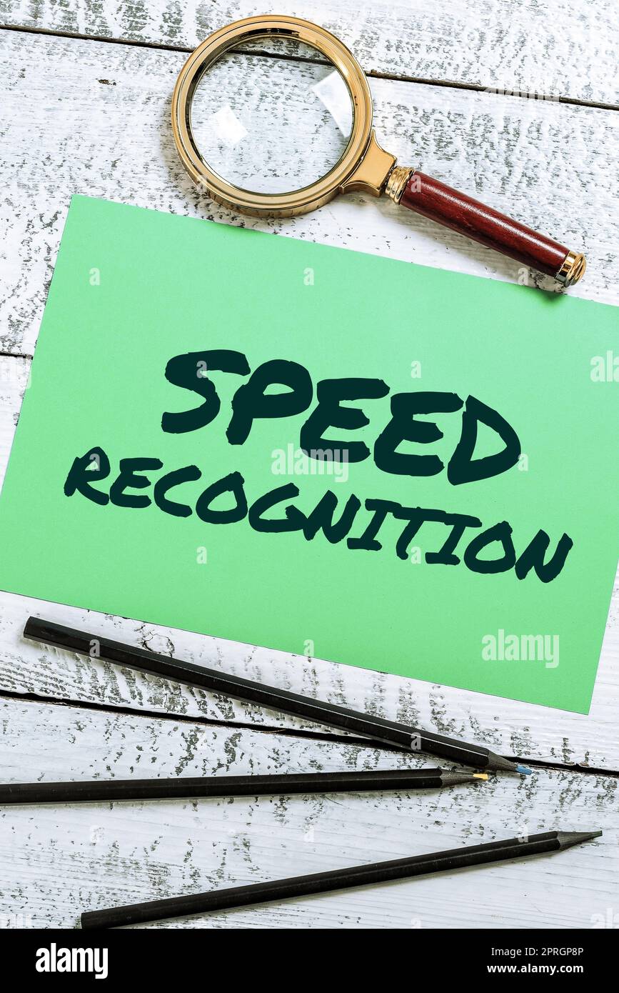 Text caption presenting Speed Recognition, Concept meaning temperate ...