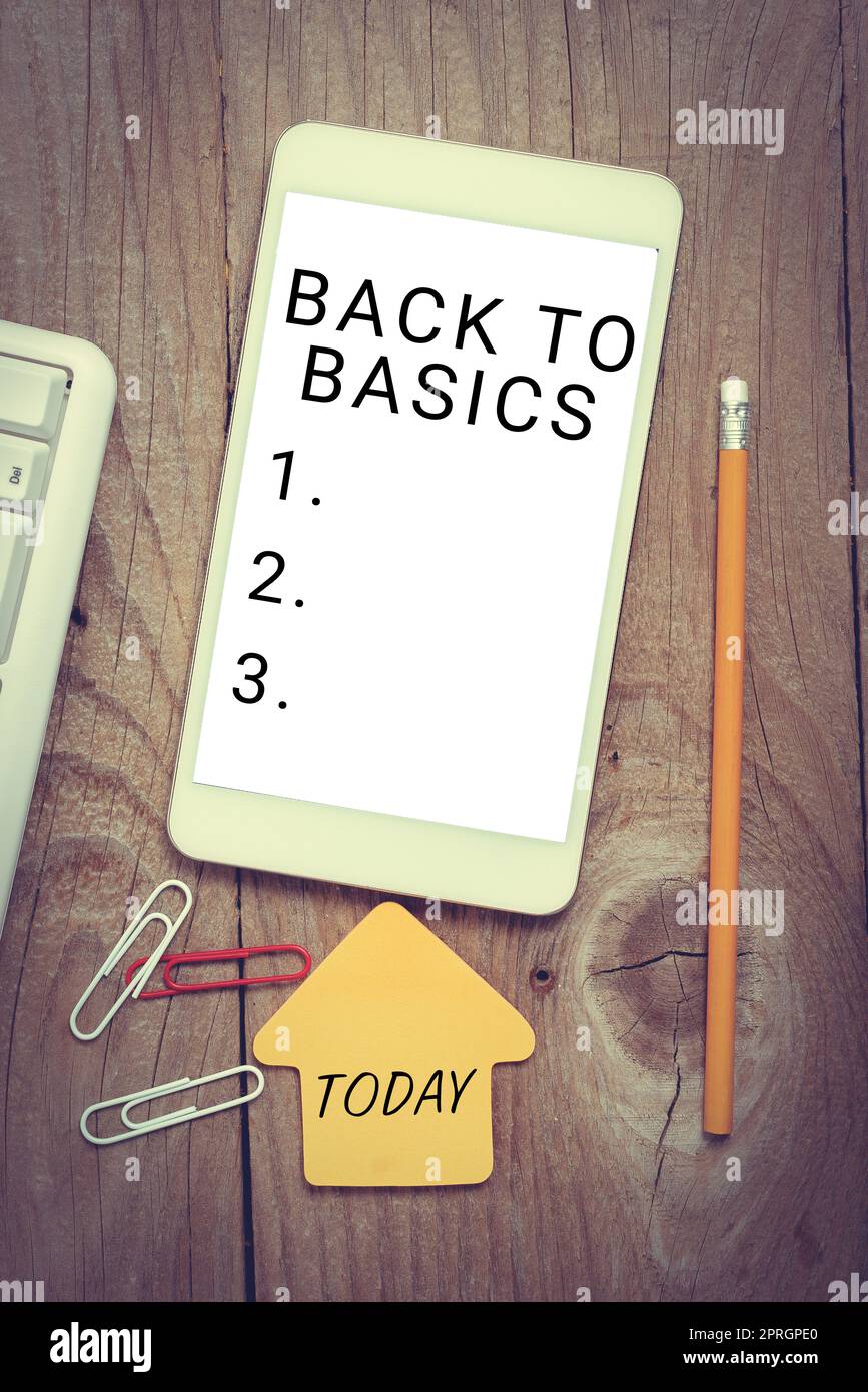 Conceptual display Back To Basics, Business overview Healthy routine ...