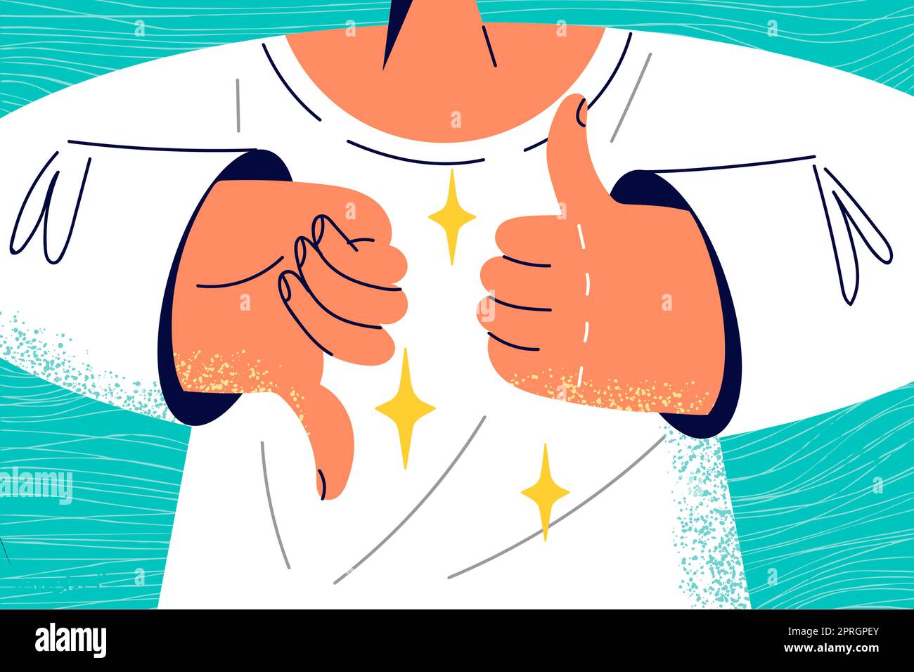 Close-up of person showing thumb up and down. Client demonstrate like ...