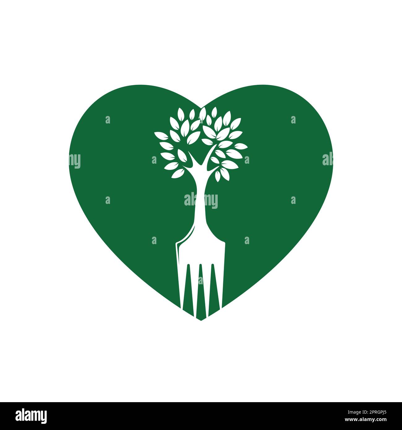 Fork tree with heart shape vector logo design. Restaurant and farming ...