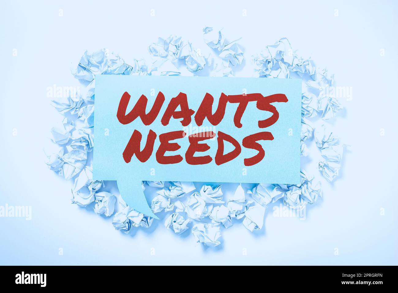 Text caption presenting Wants Needs, Conceptual photo to have something ...