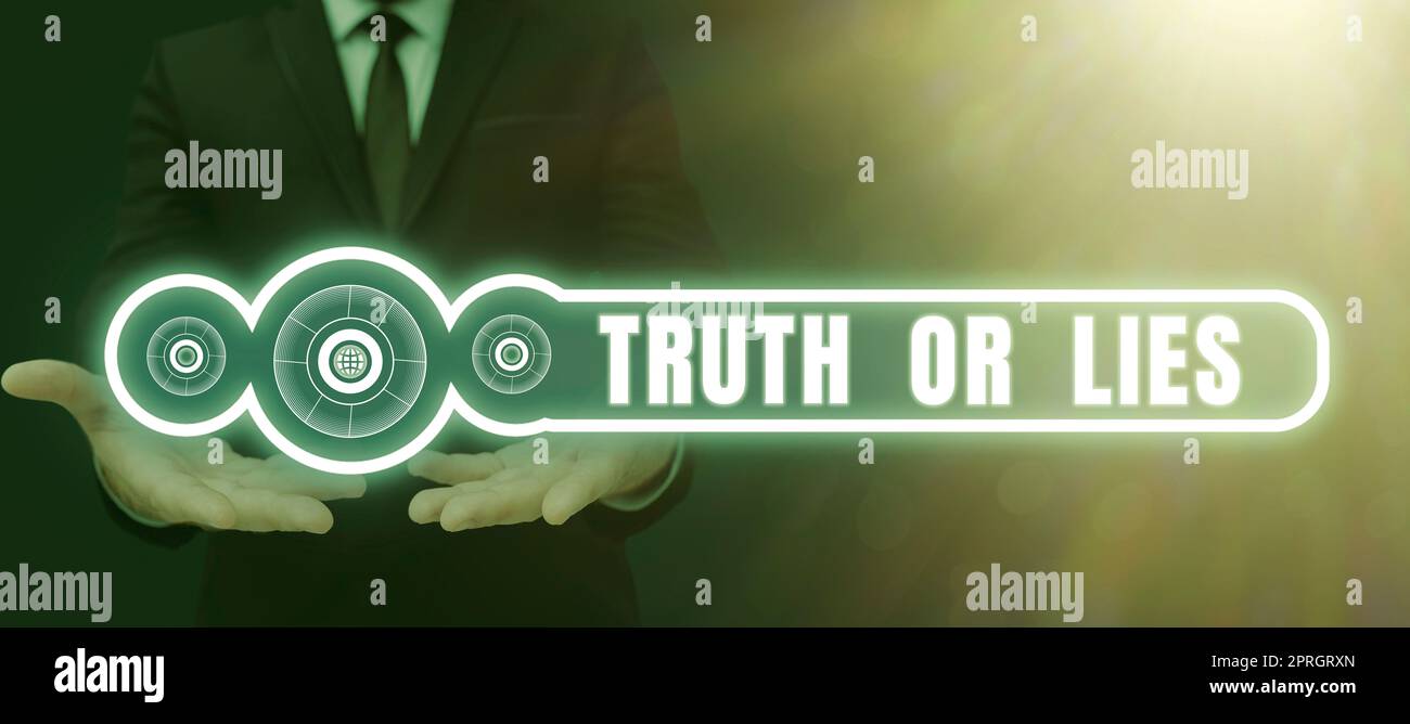 Hand writing sign Truth Or Lies. Business idea Decide between a fact or ...
