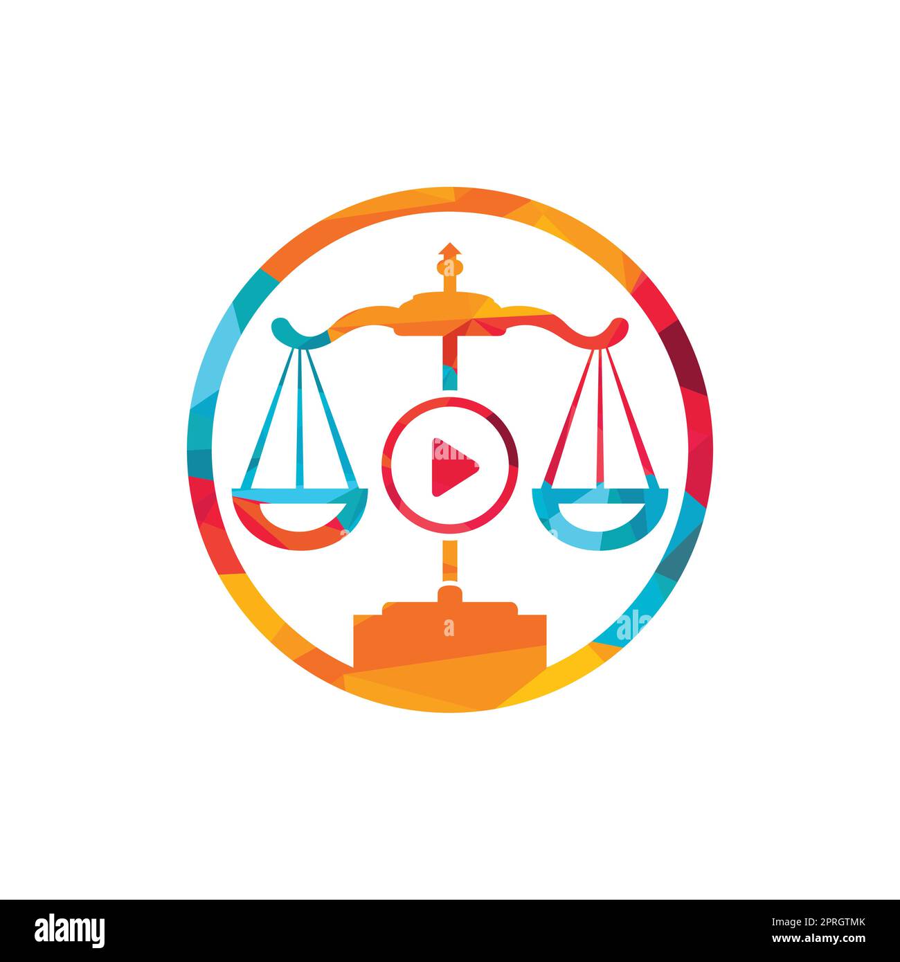 Creative play media law firm vector logo design. Scales and record ...