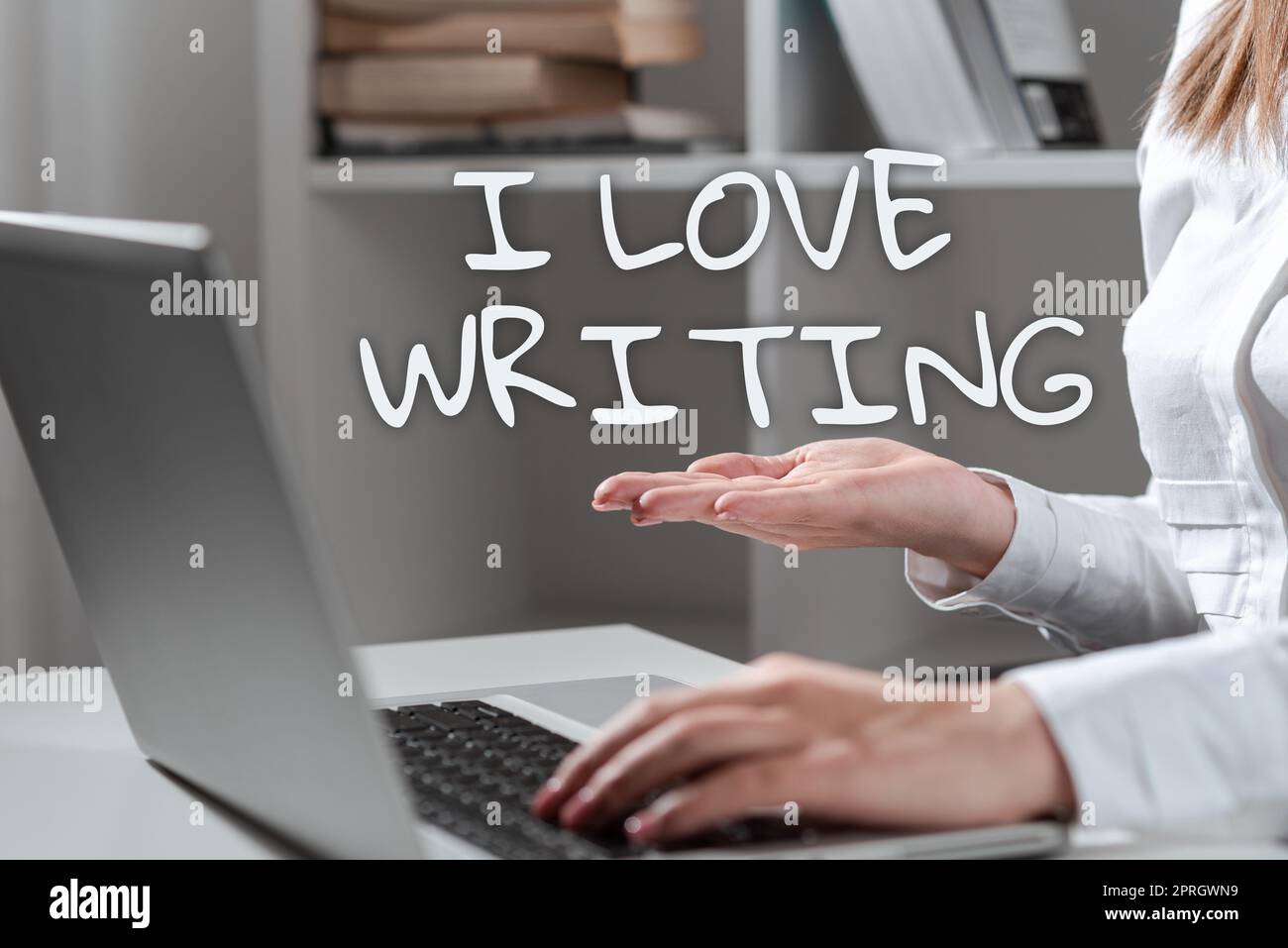 Sign displaying I Love Writing. Conceptual photo Affection for creating ...