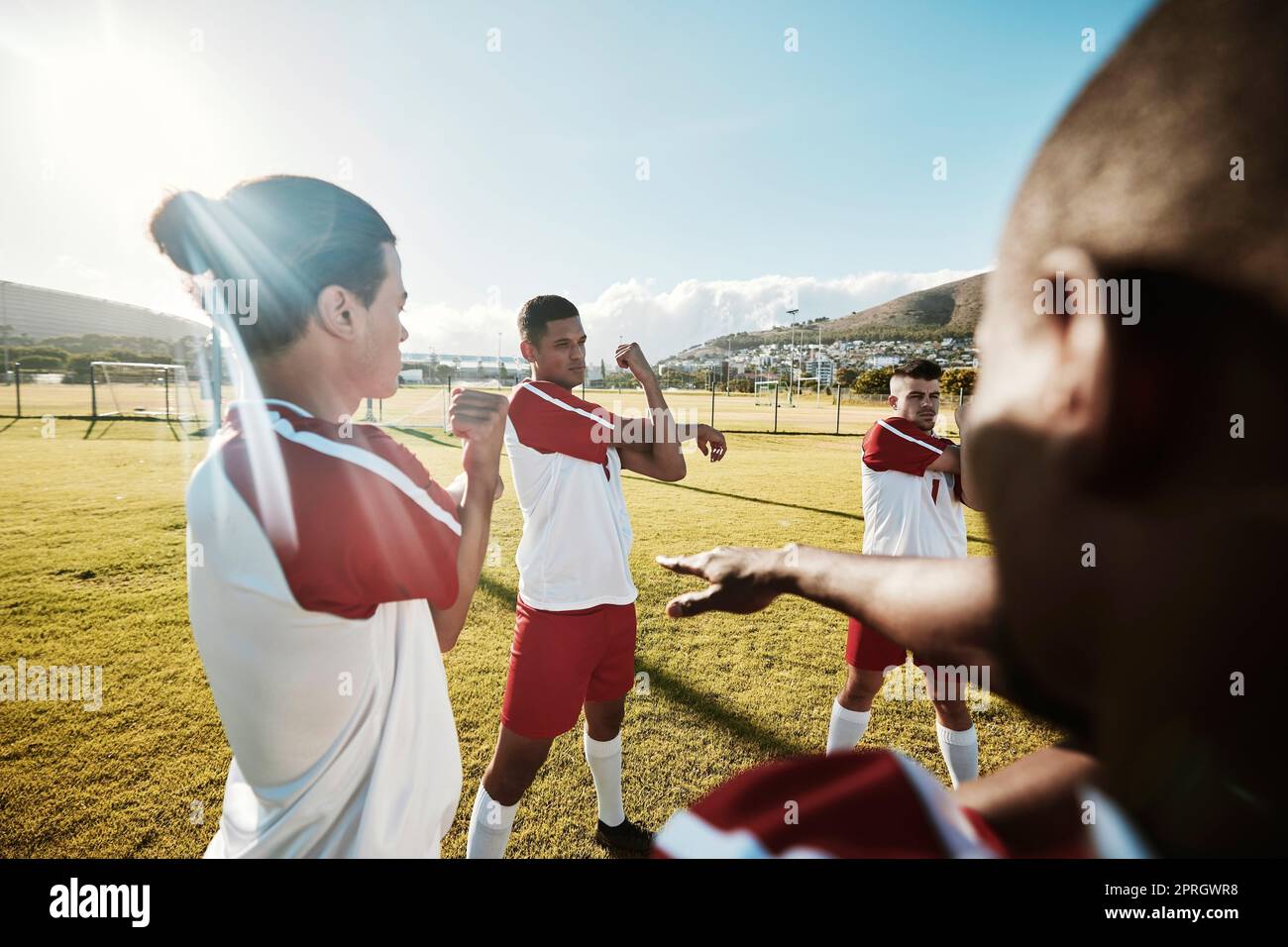 Sport football stretching hi-res stock photography and images - Alamy