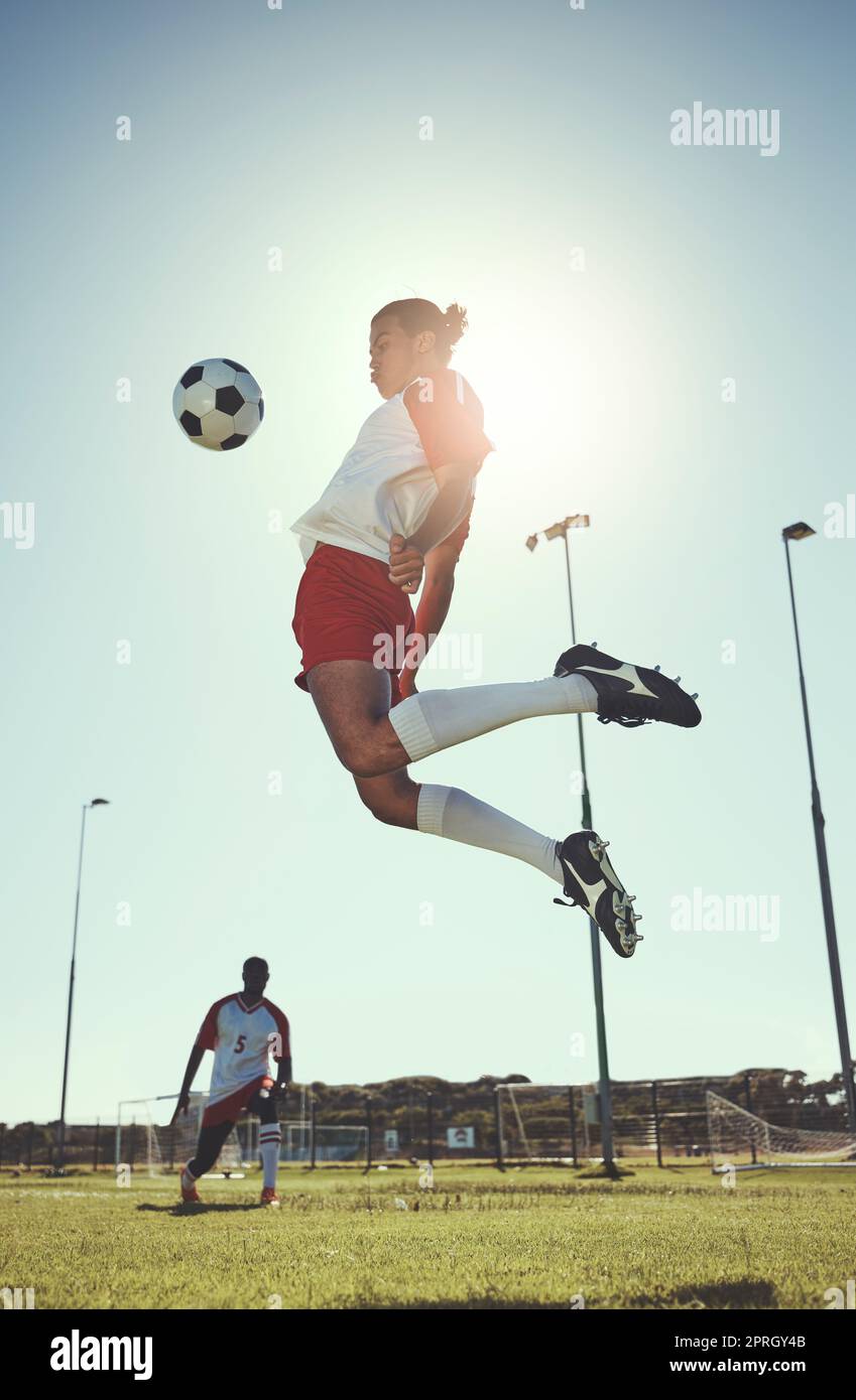 Football jumping hi-res stock photography and images - Alamy