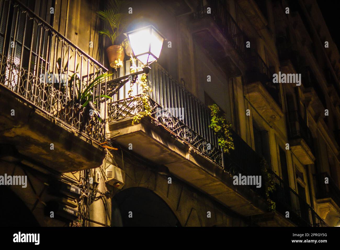 Spain Barcelona skyline (night view Stock Photo - Alamy