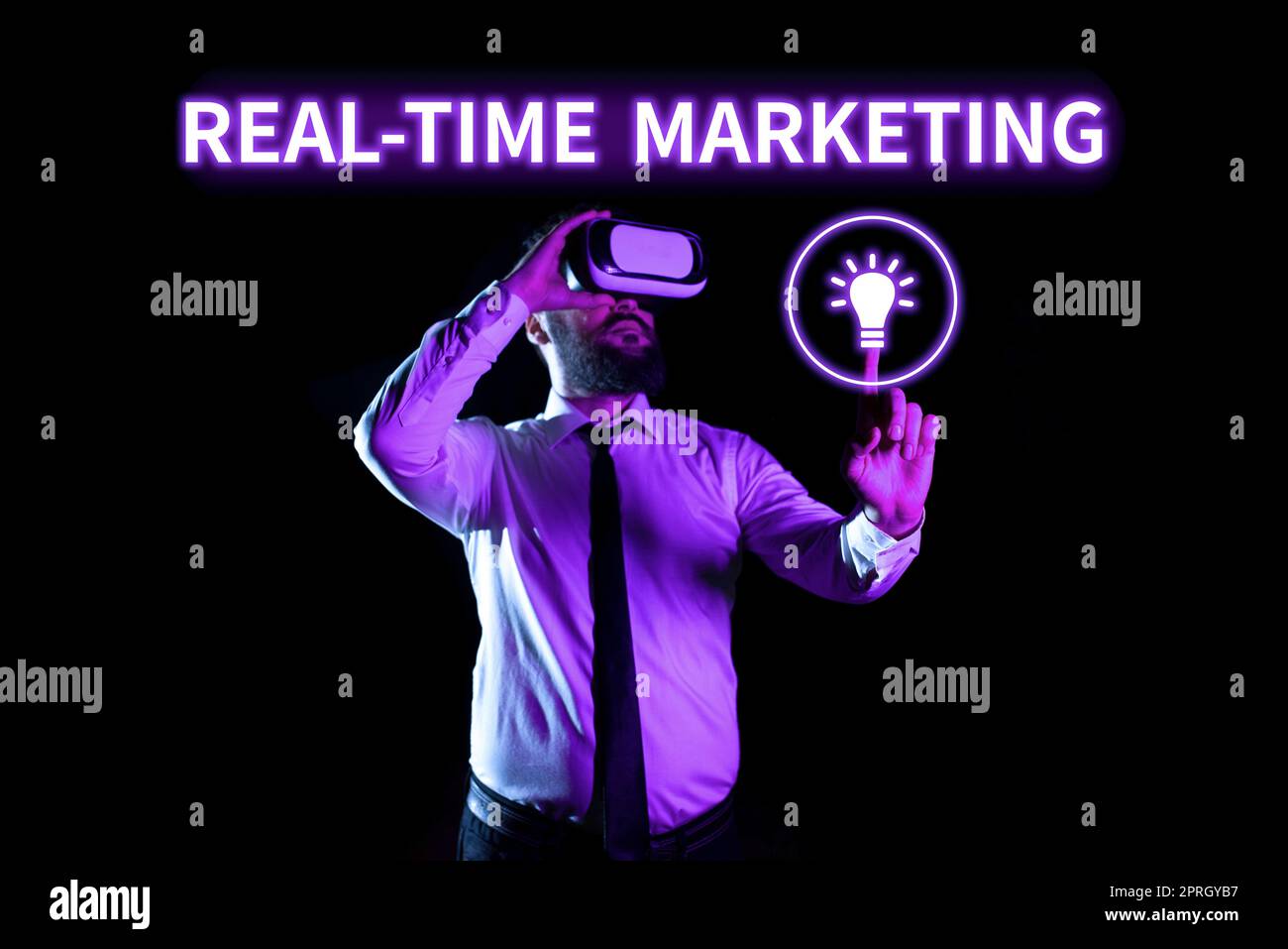 Conceptual caption Real Time Marketing. Business overview Creating a ...