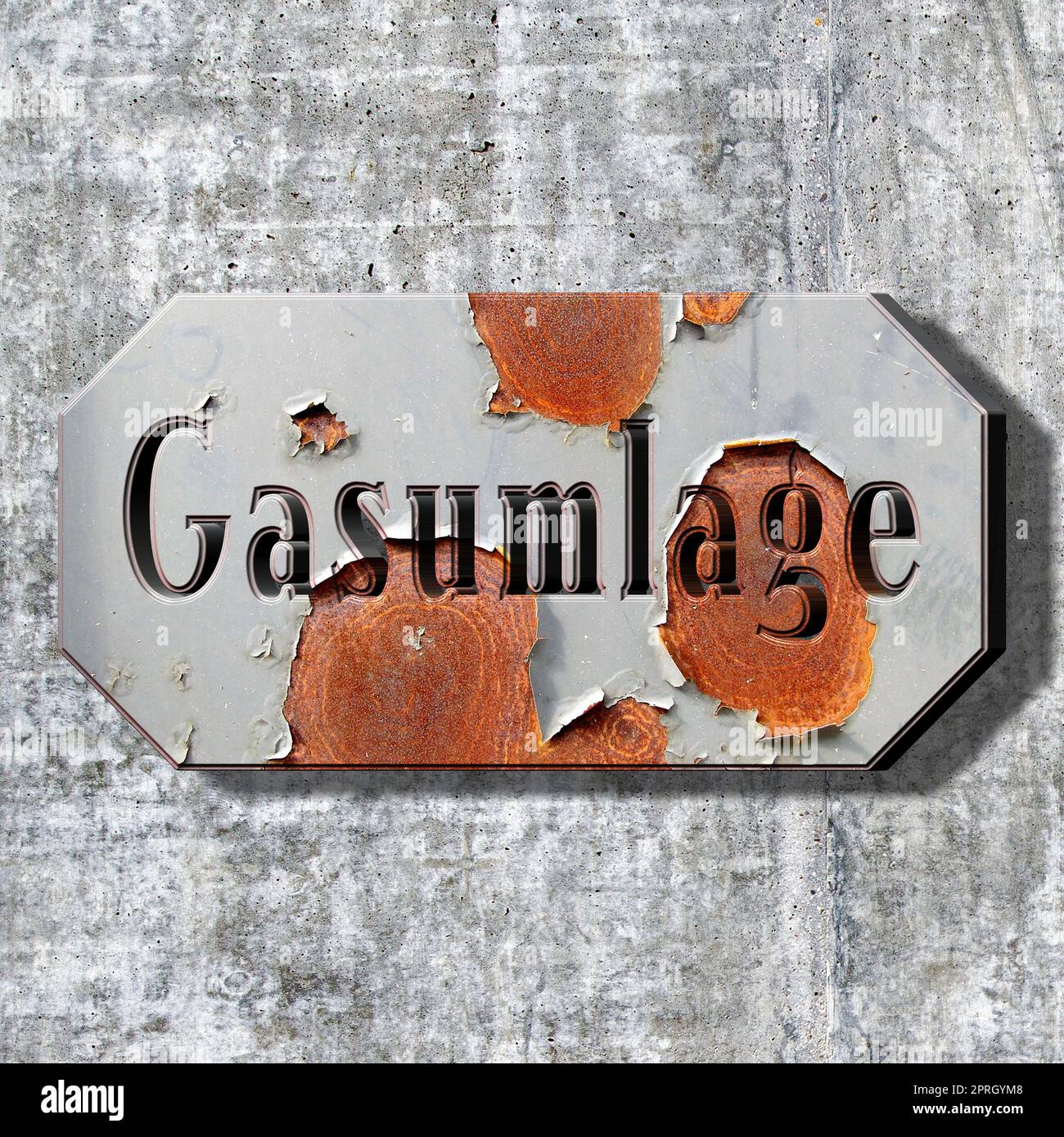 "Gasumlage" = "Gas allocation" - word, lettering or text as a 3D ...