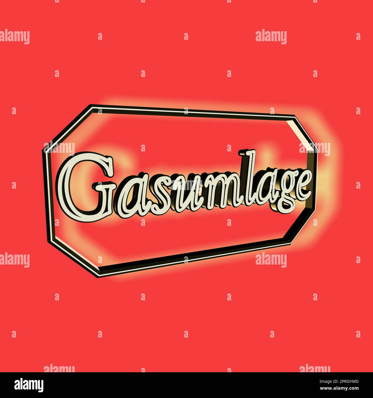 "Gasumlage" = "Gas allocation" - word, lettering or text as a 3D ...