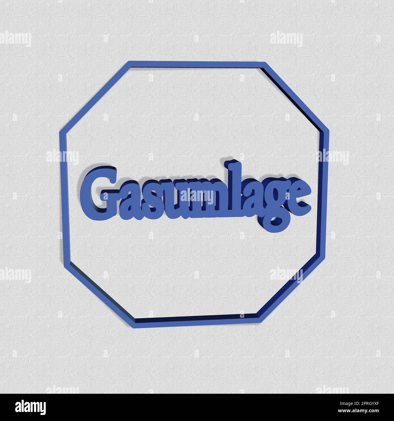 "Gasumlage" = "Gas allocation" - word, lettering or text as a 3D ...