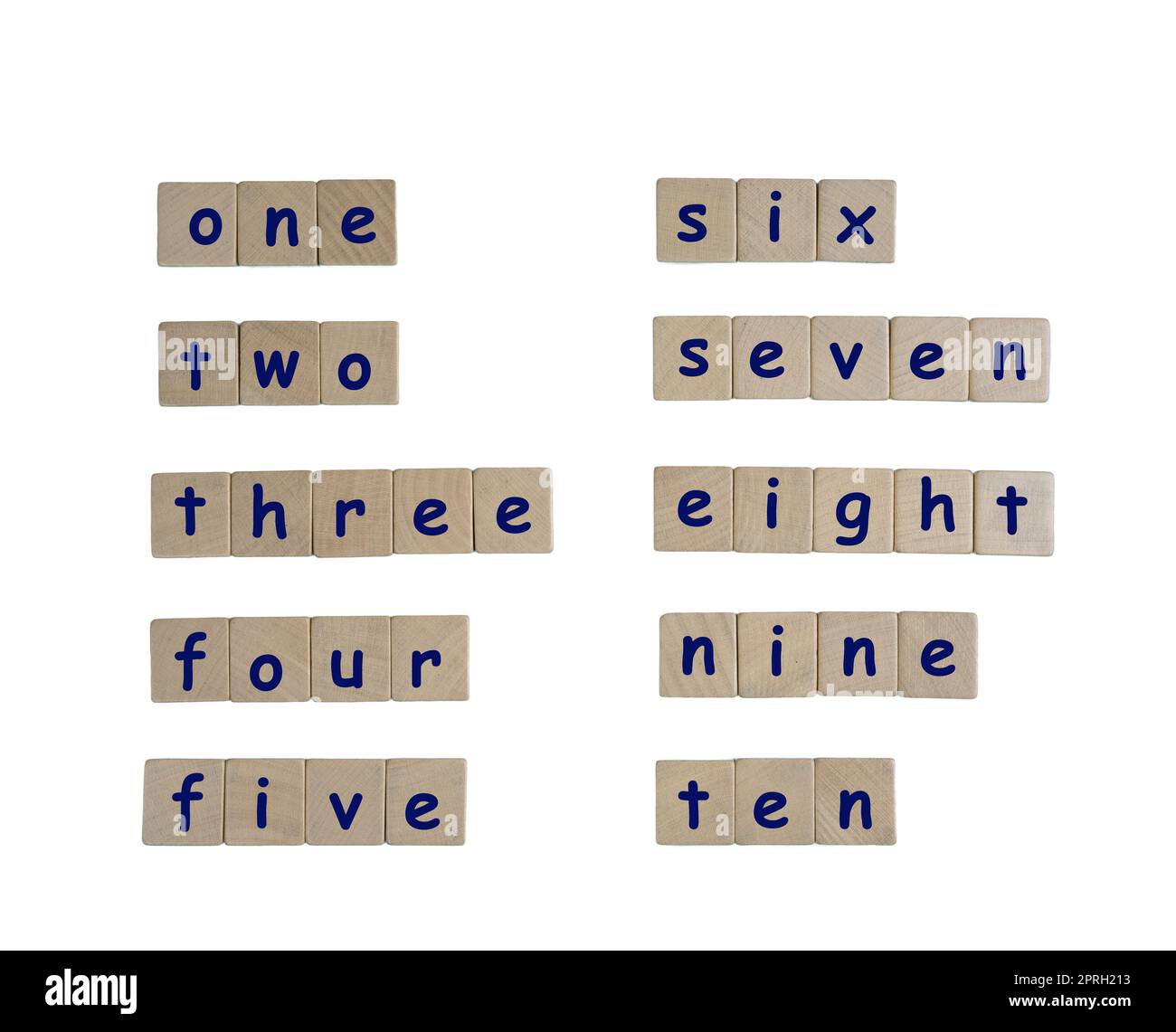 the words of the numbers one to ten formed with wooden dowels on a ...
