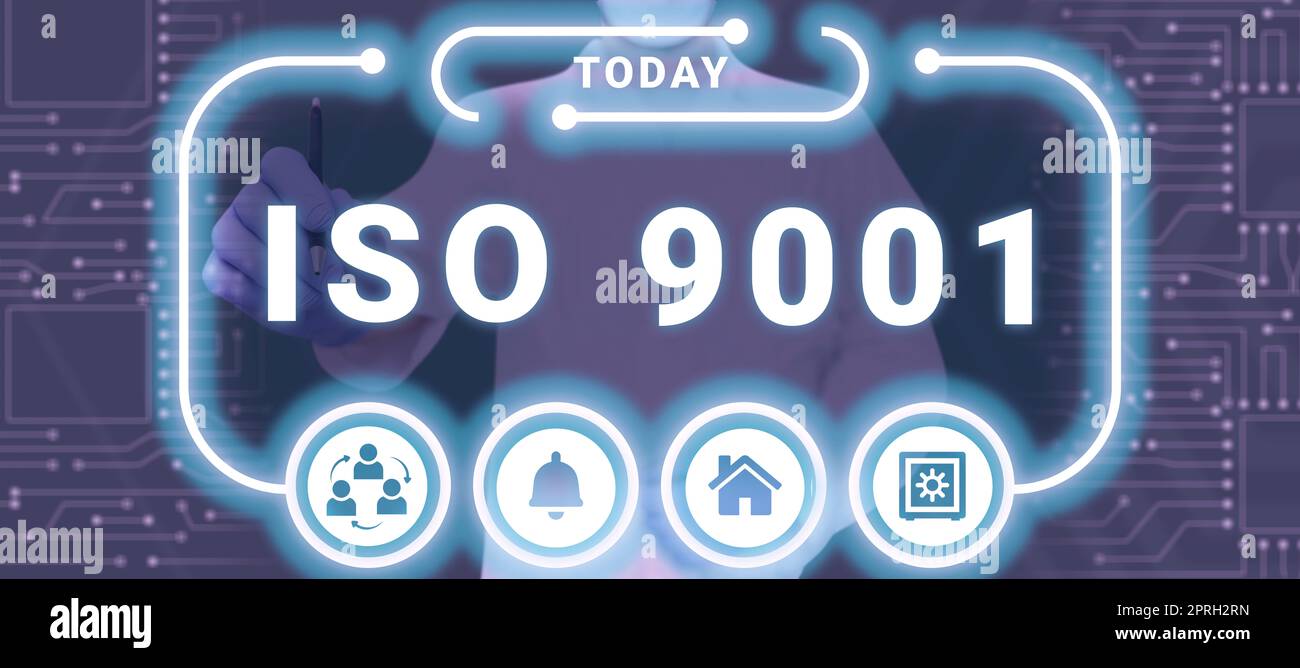Text sign showing Iso 9001, Business idea designed help organizations ...