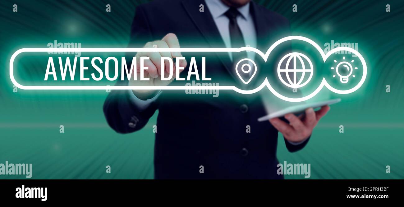 Text caption presenting Awesome Deal, Business approach impressive ...