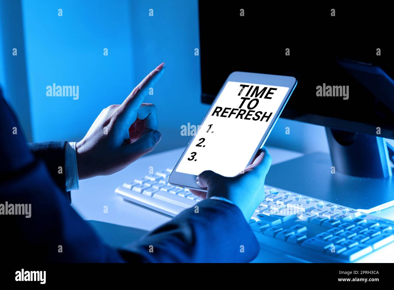 Hand writing sign Time To Refresh. Business concept Right moment to ...