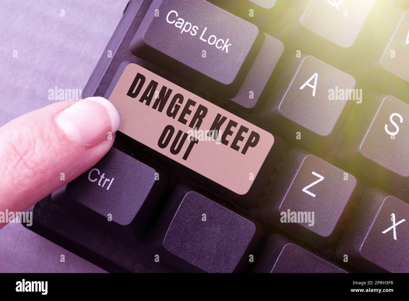 Text caption presenting Danger Keep Out. Concept meaning Warning be ...