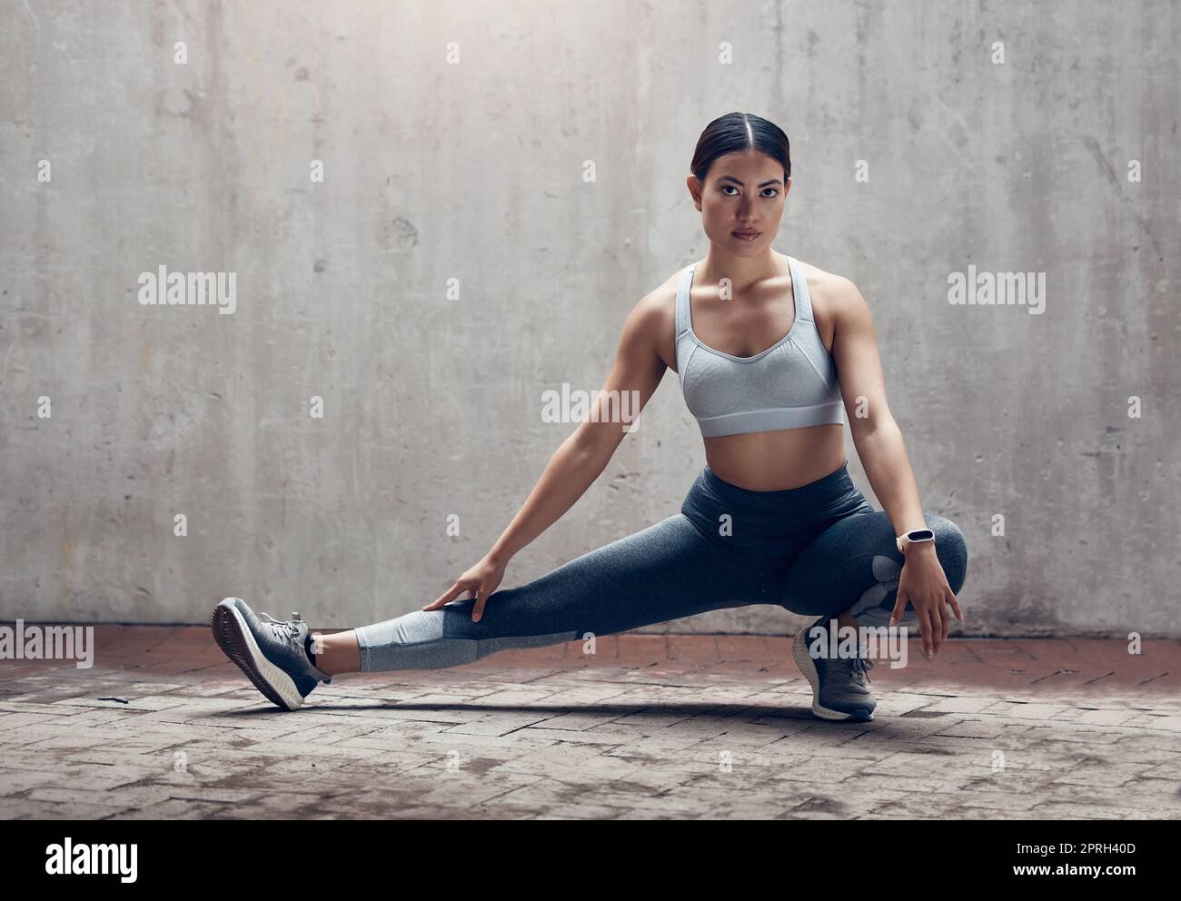 City fitness, women legs and stretching for cardio exercise, running ...