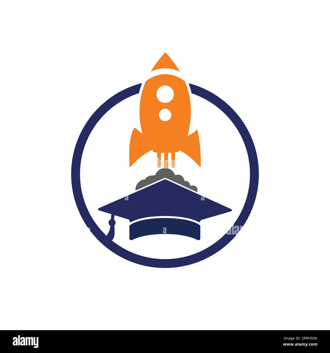 Graduation cap with rocket vector logo design. Rocket learning vector ...