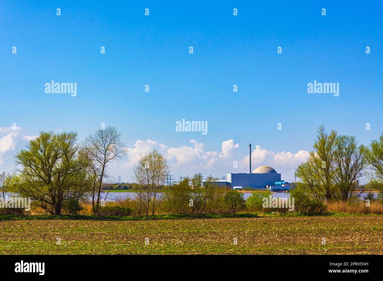 Atomic nuclear power station wadden sea tidelands coast landscape ...