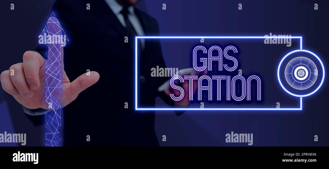 Conceptual display Gas Station, Word for for servicing motor vehicles ...