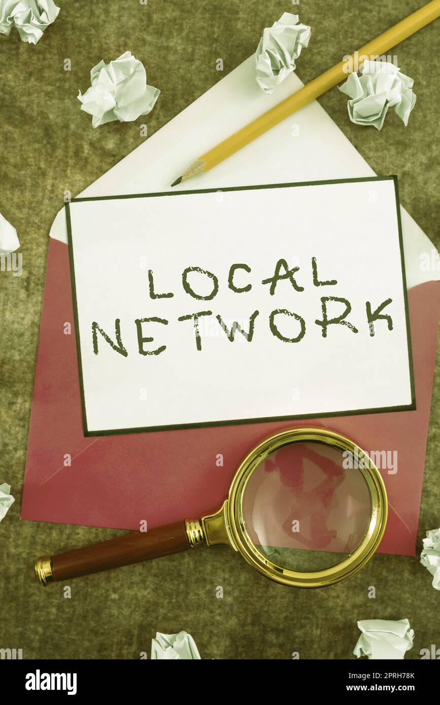 Writing displaying text Local Network, Business showcase Intranet LAN ...