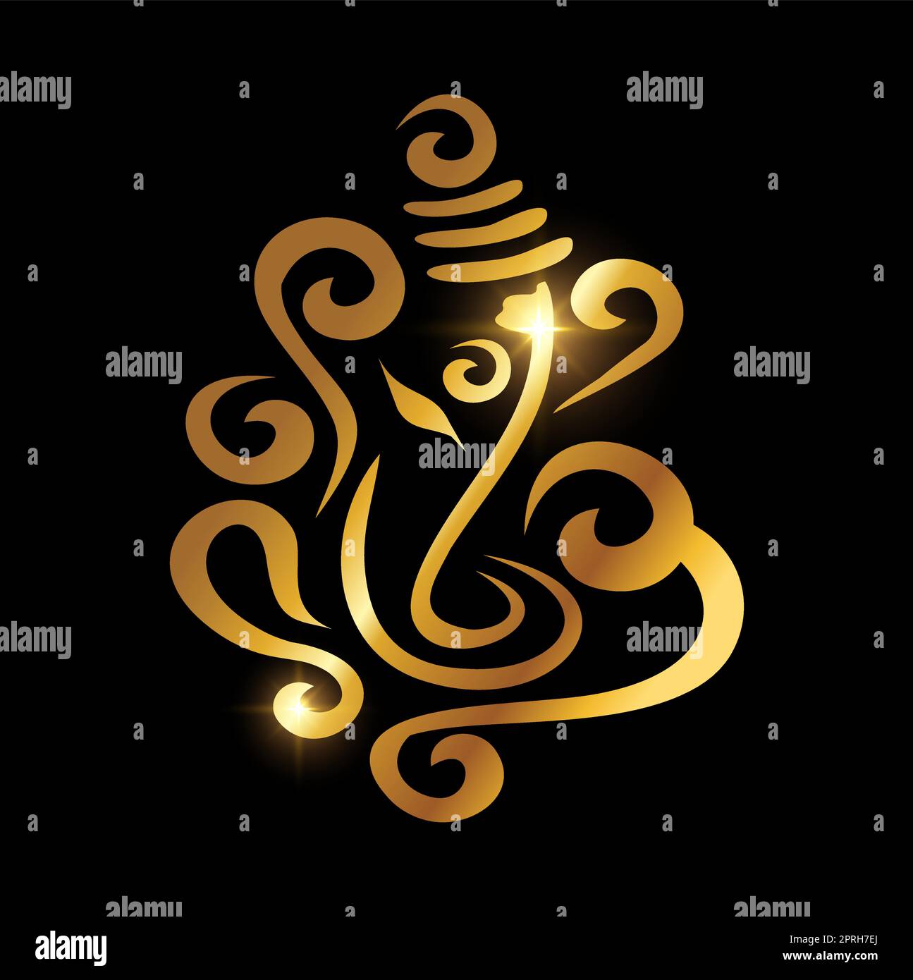 Golden Ganesh Puja. ganesh Chaturthi Sign Stock Vector Image & Art - Alamy