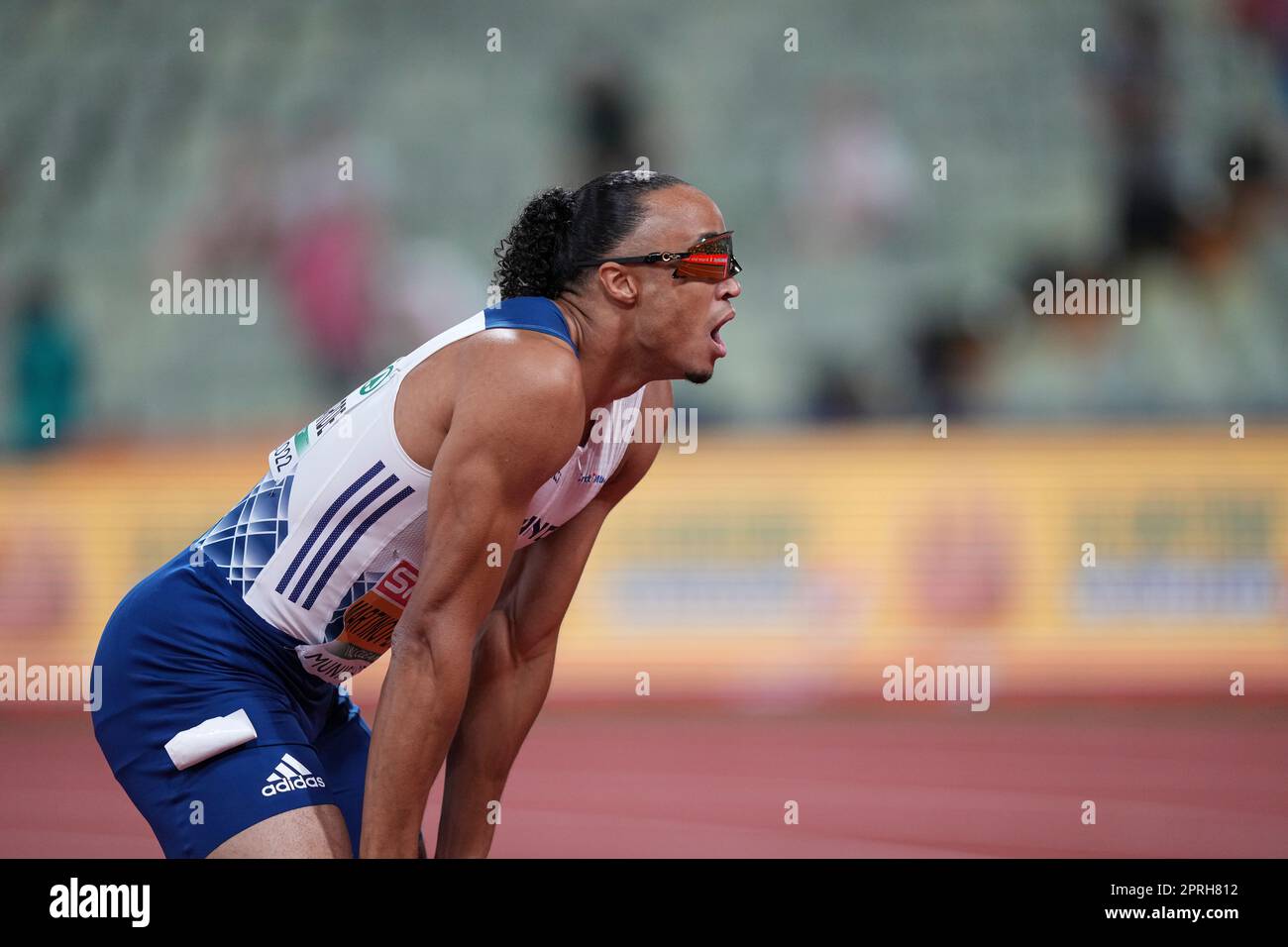 Pascal Martinot-Lagarde in the final of the 110m hurdles at the 2022 ...