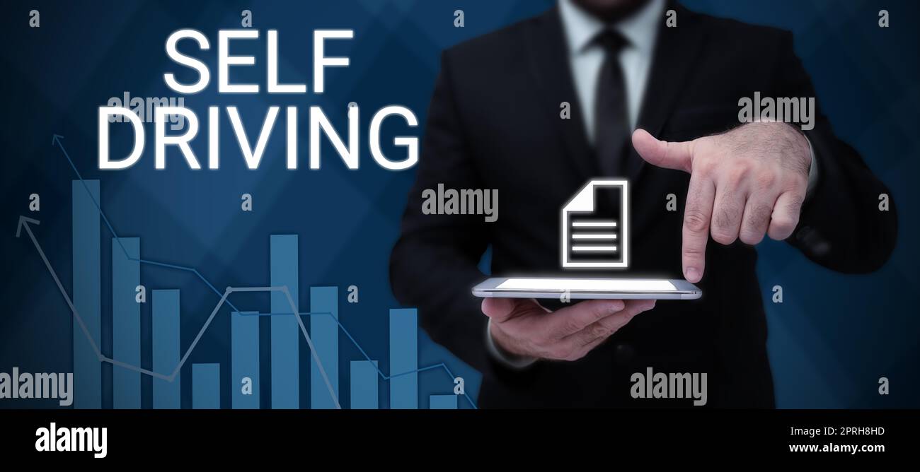 Conceptual caption Self Driving, Word Written on Autonomous vehicle ... Conceptual caption Self Driving, Word Written on Autonomous vehicle ...