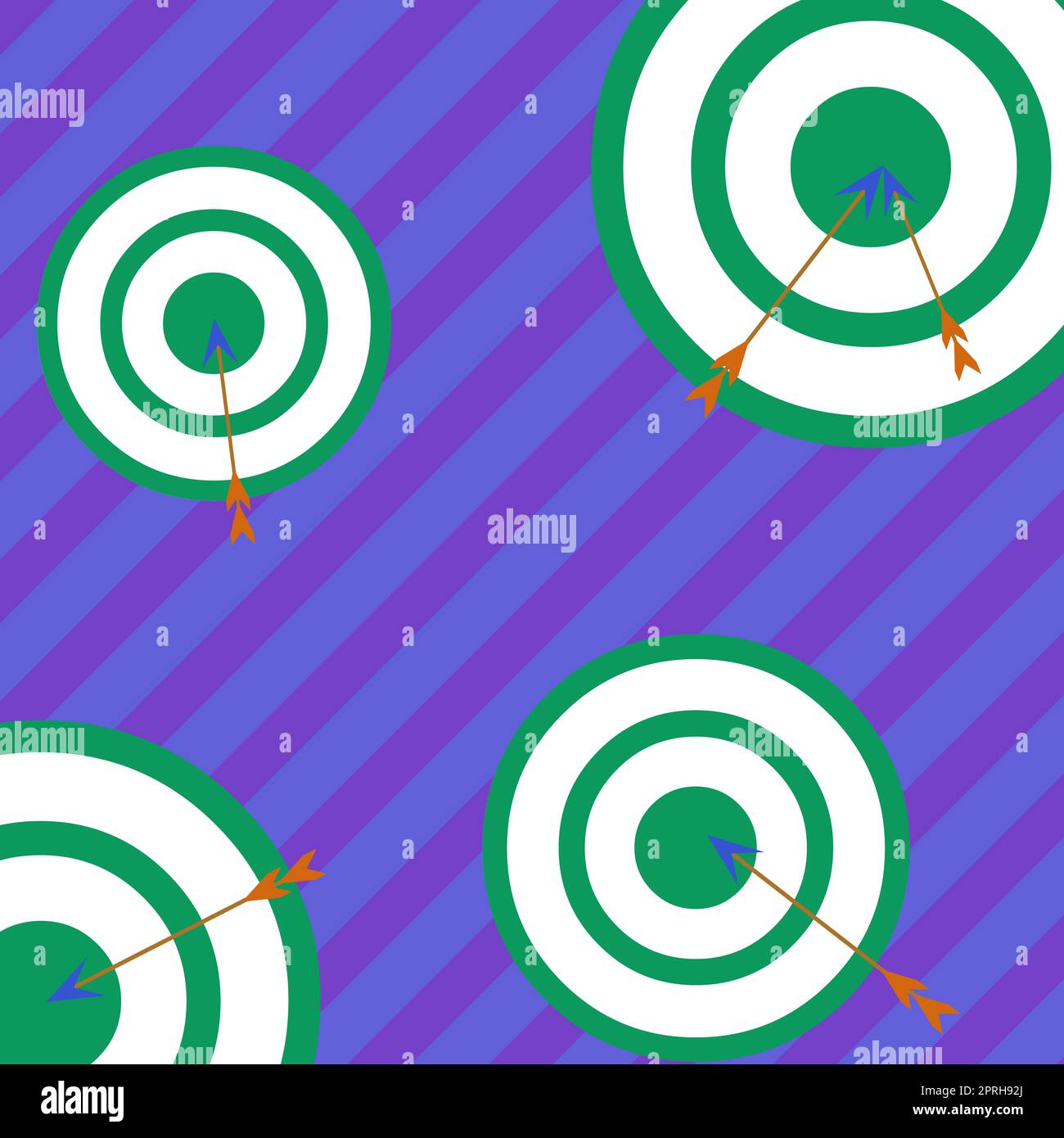 Arrow and round target inside asymmetrical shaped object multicolour ...