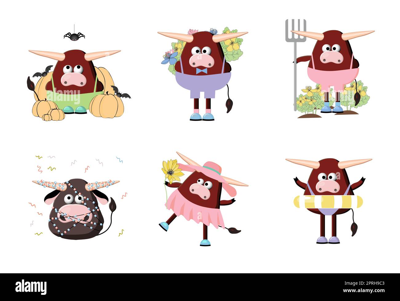 Bull character, cartoon ox. Symbol of 2021. Cute ox vector illustration ...