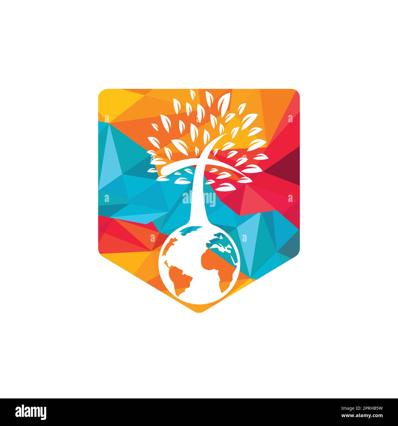 Global church vector logo design template. Globe with cross tree vector ...