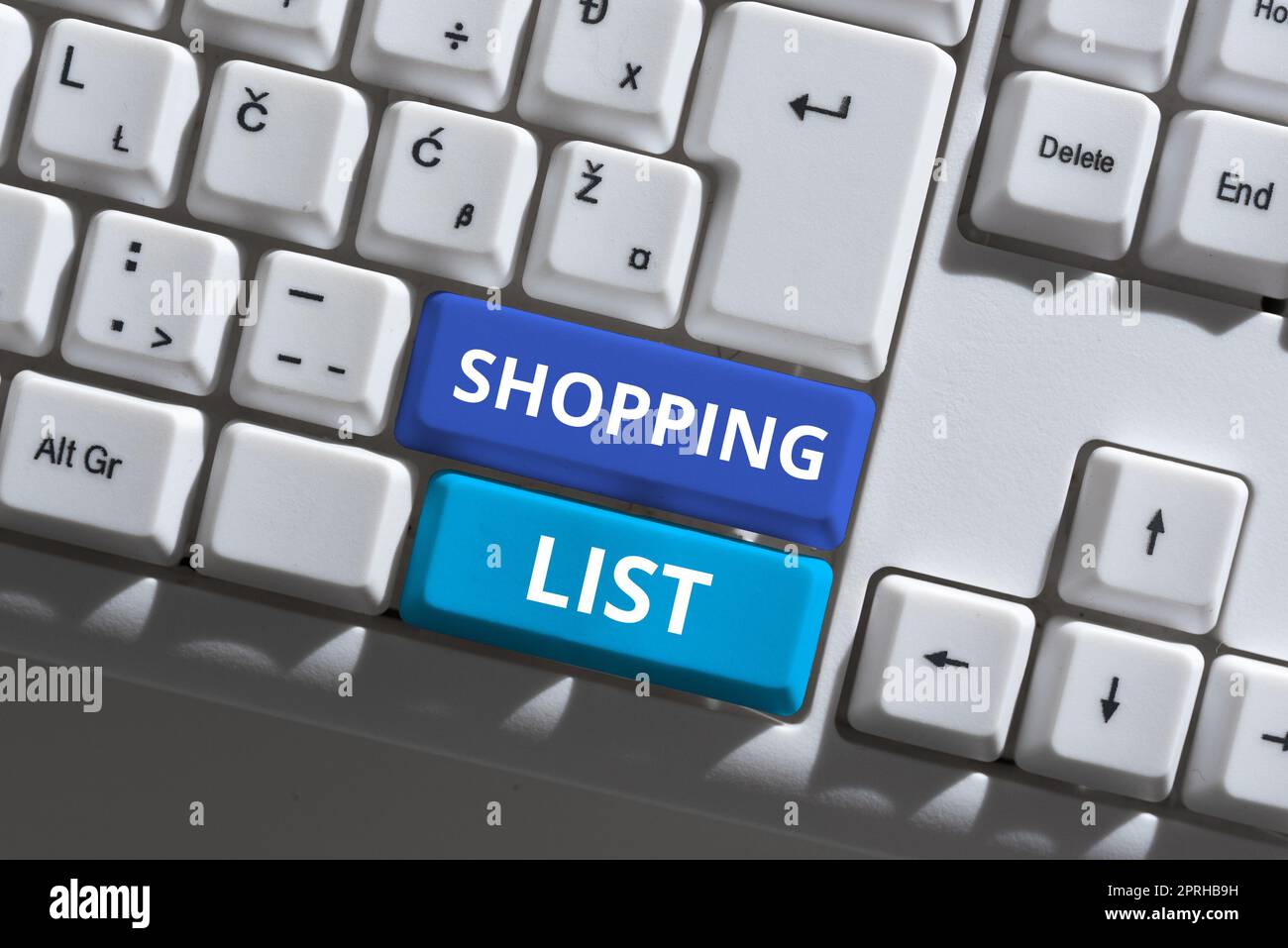 Writing displaying text Shopping List, Business idea Discipline ... Writing displaying text Shopping List, Business idea Discipline ...