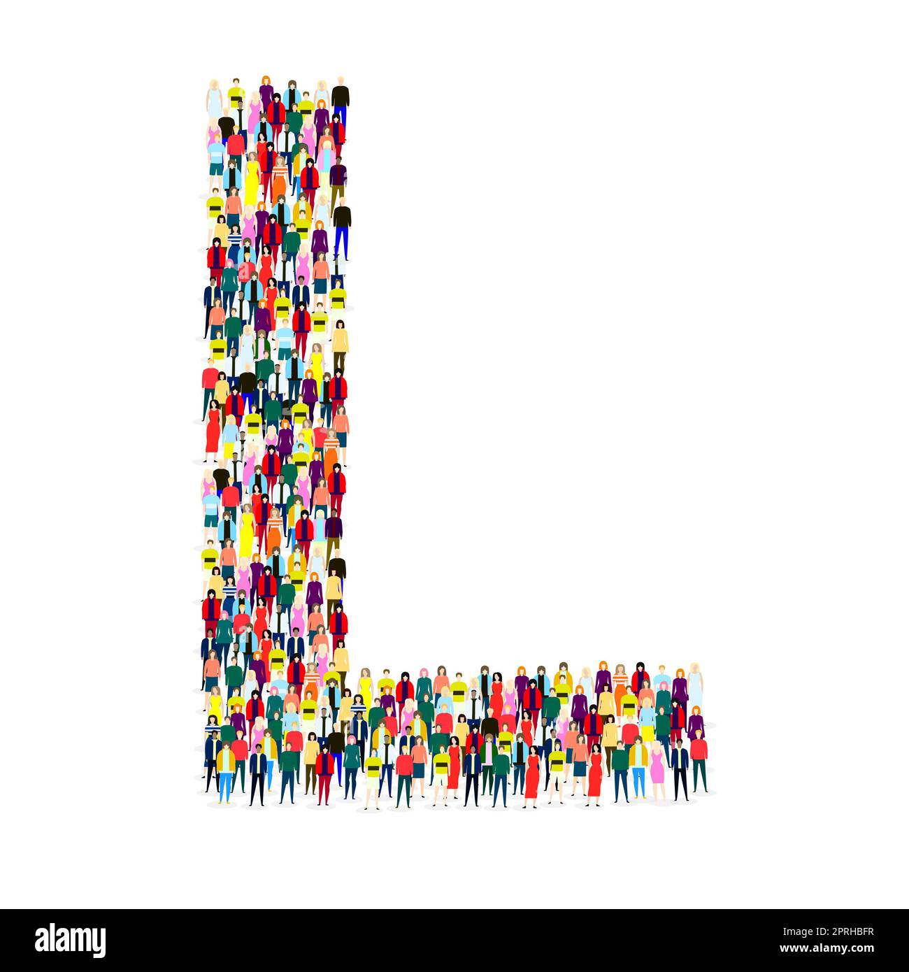 Letter L assembled from many people on a white background - Vector ...