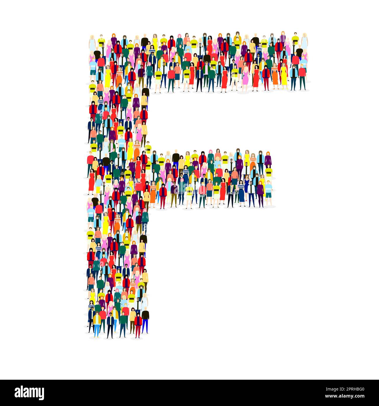 Letter F assembled from many people on a white background - Vector ...