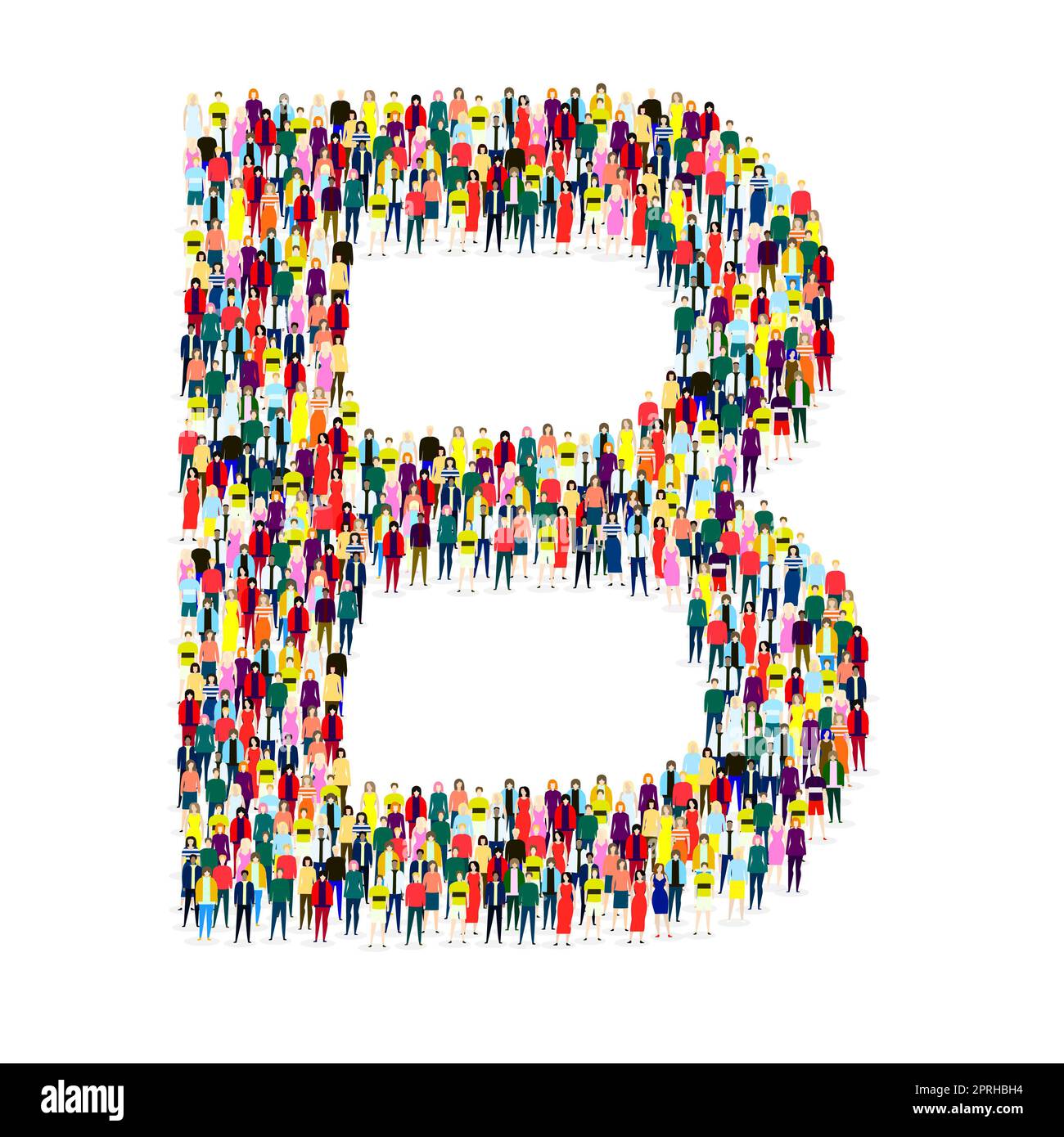 Letter B assembled from many people on a white background - Vector ...