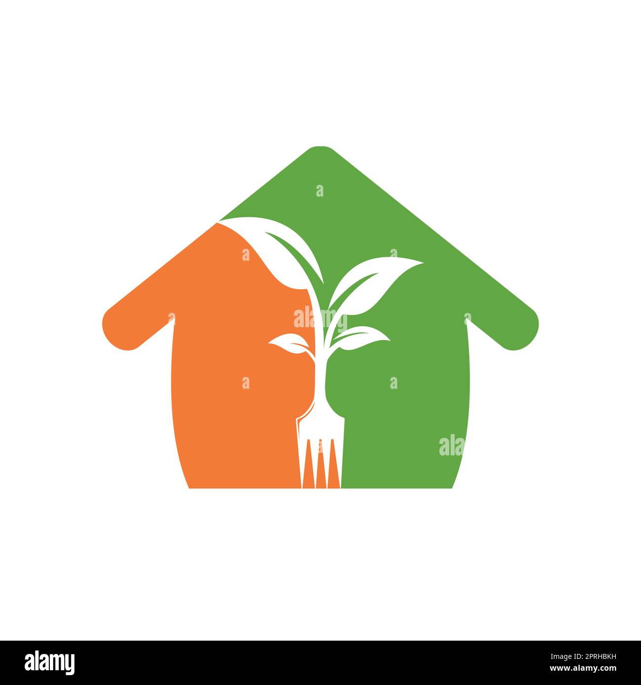 Fork tree with home shape vector logo design. Restaurant and farming ...