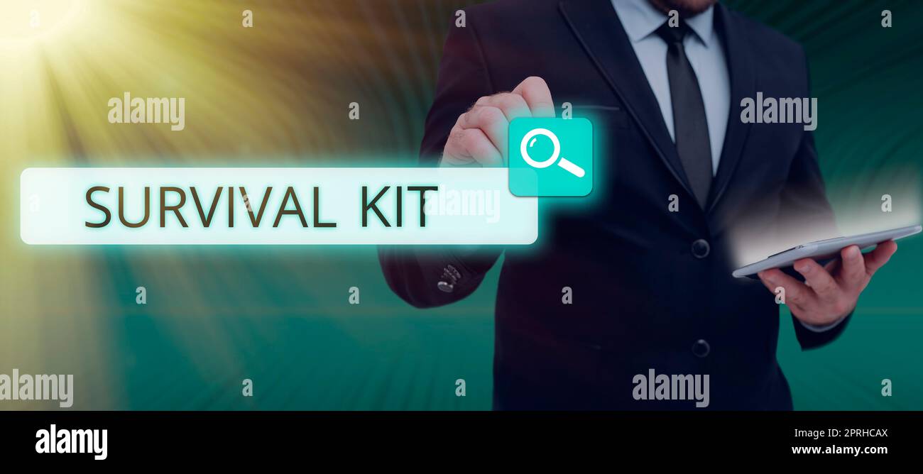 Writing displaying text Survival Kit, Conceptual photo Emergency ...
