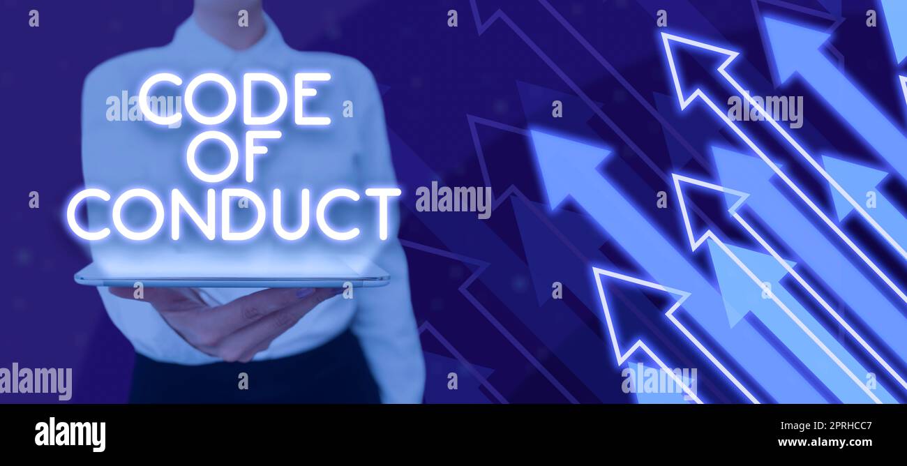 Text caption presenting Lead By Example, Business idea Ethics rules ...