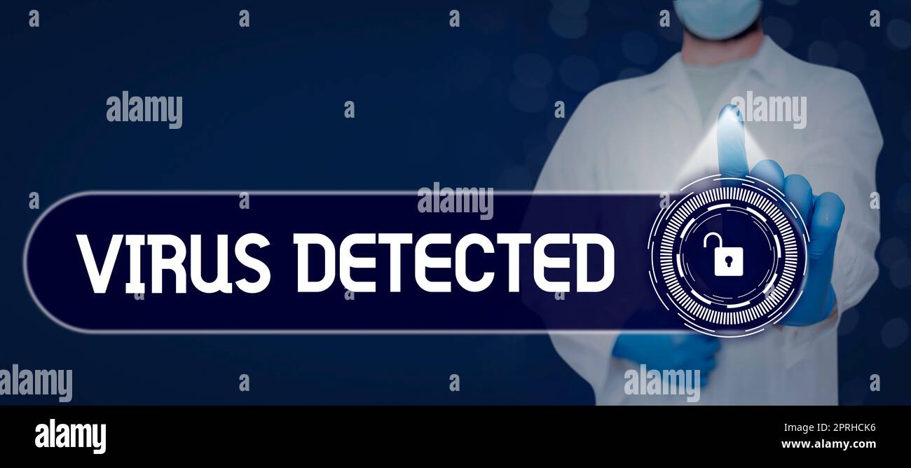 Conceptual caption Virus DetectedA computer program used to prevent and ...